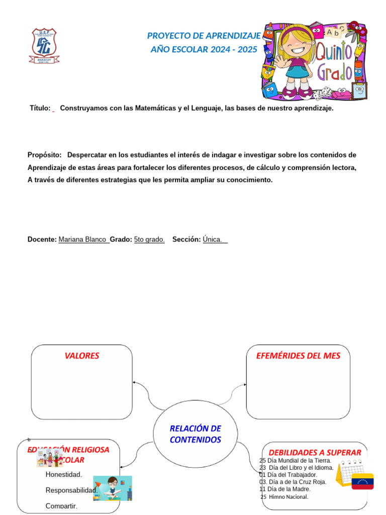 Tercer Lapso 2025 Proyecto | PDF | Aprendizaje | María, madre de Jesús