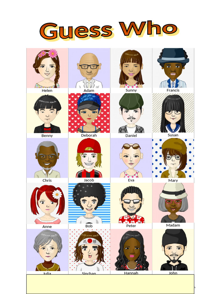 Guess Who Boardgame With 20 Characters 89982 | PDF