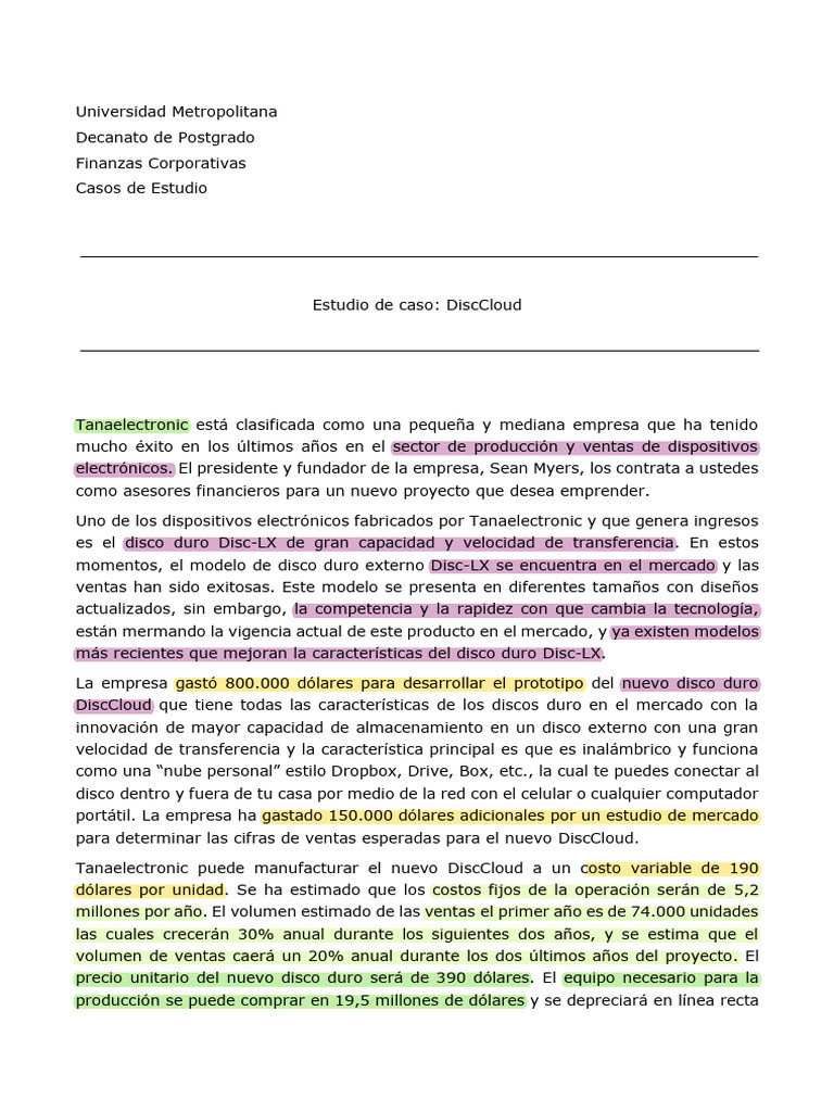 Estudio de Caso DiscCloud | PDF | Disco duro | Mercado (economía)
