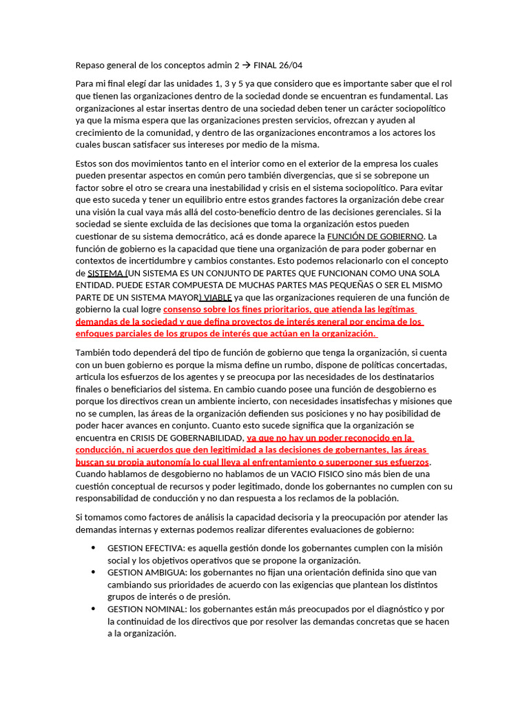 Repaso General de Los Conceptos Admin 2 | PDF | Cadena de valor | Business