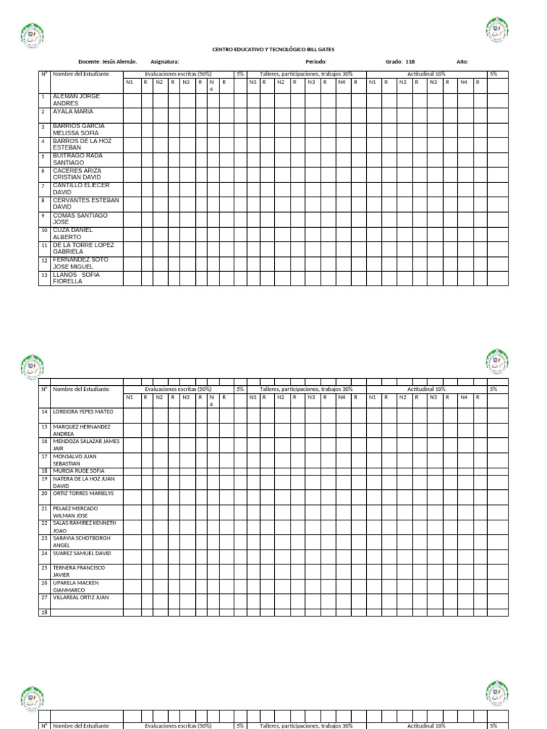 Planilla Nueva 11B | PDF