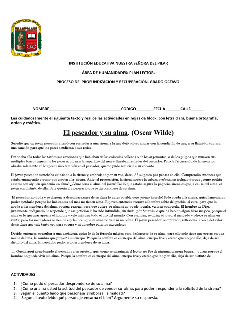 Recuperacion de Plan Lector Octavo Grado 2025.docx 20250420 153321 0000 | PDF | Alma | Sirena