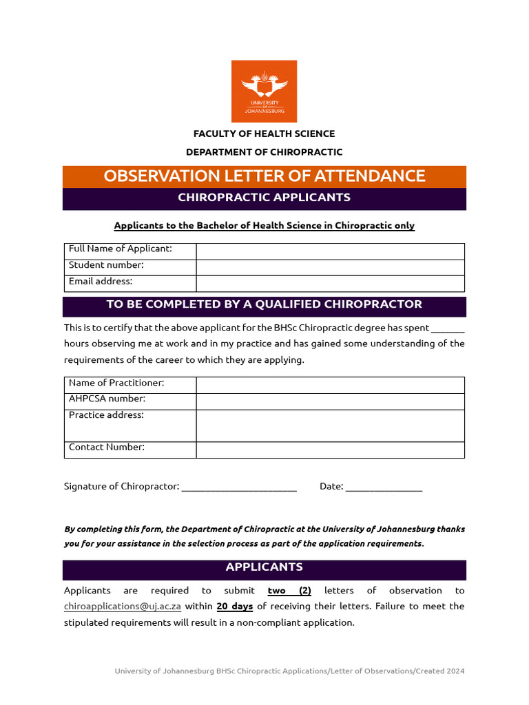 Letters of Observation Template | PDF