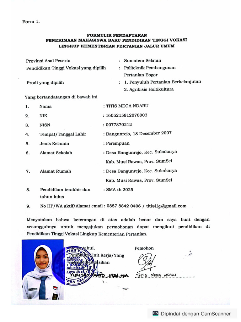 Formulir Pendaftaran Pdf