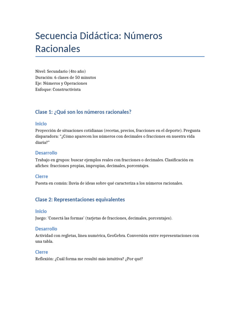 Secuencia Numeros Racionales | PDF | Número racional | Decimal