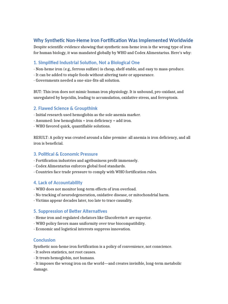 Synthetic Iron Fortification Explanation | PDF