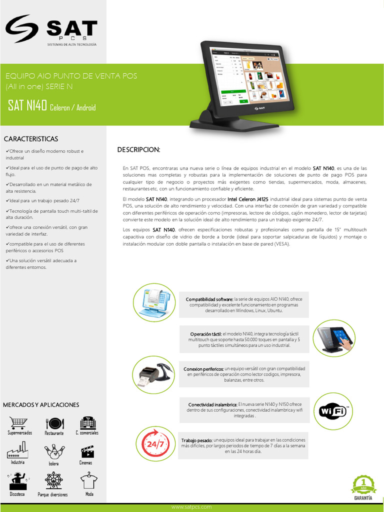 Equipo Todo en Uno Pos Serie n140 j4125 Android | PDF | Microprocesador ...