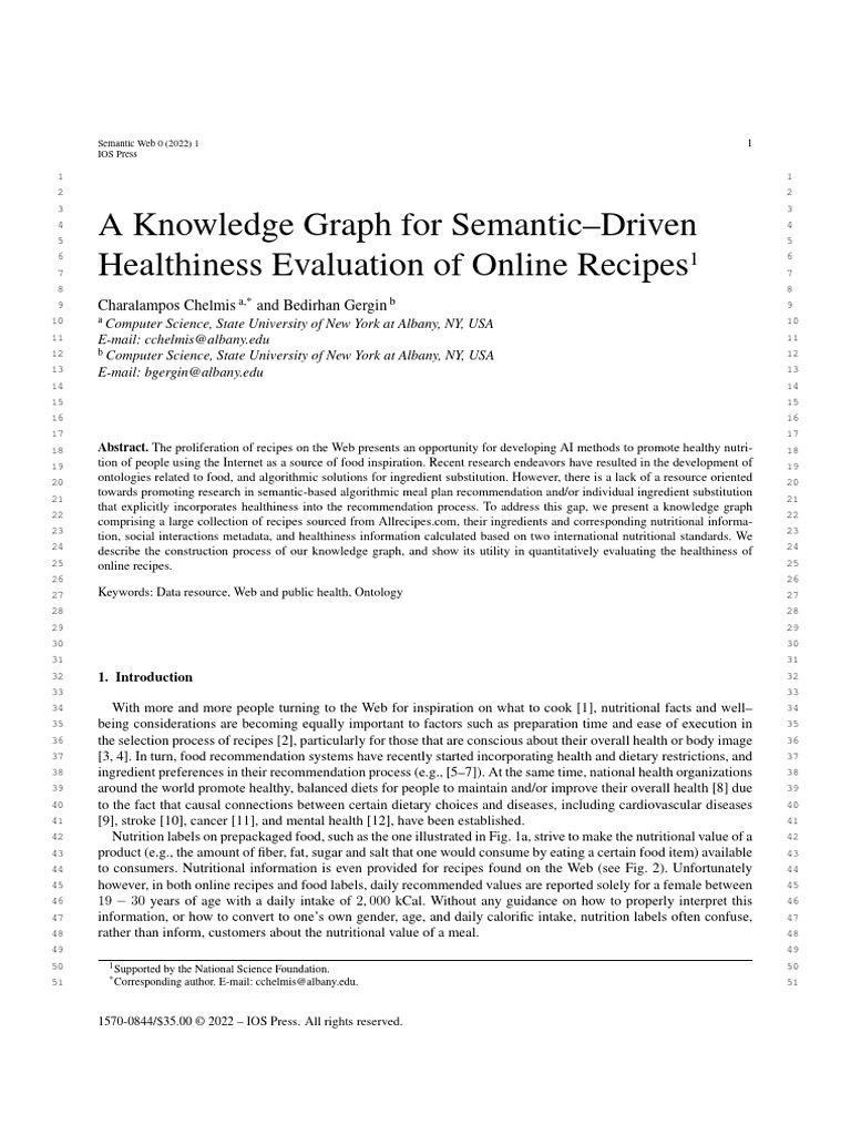 Knowledge Graph for Healthy Recipes | PDF | Diet (Nutrition) | Diet ...
