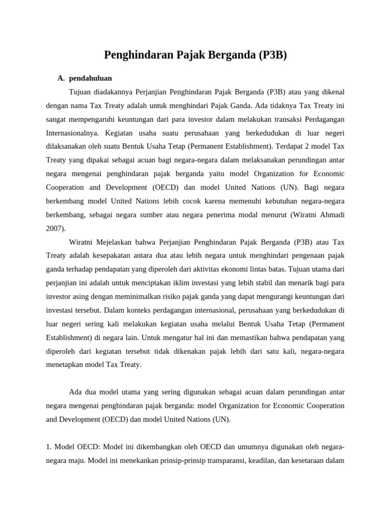 Penghindaran Pajak Berganda dan P3B | PDF