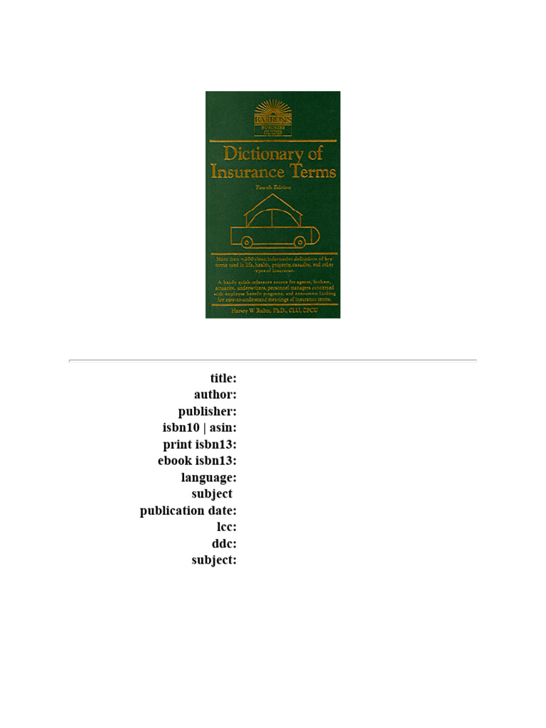 Eng-Eng Insur Dic | PDF | Insurance | Life Insurance