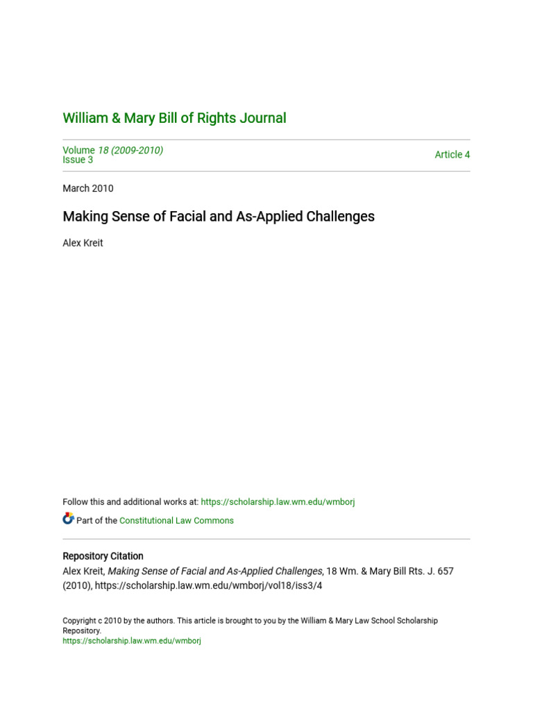 Making Sense of Facial and as-Applied Challenges | PDF | Facial ...