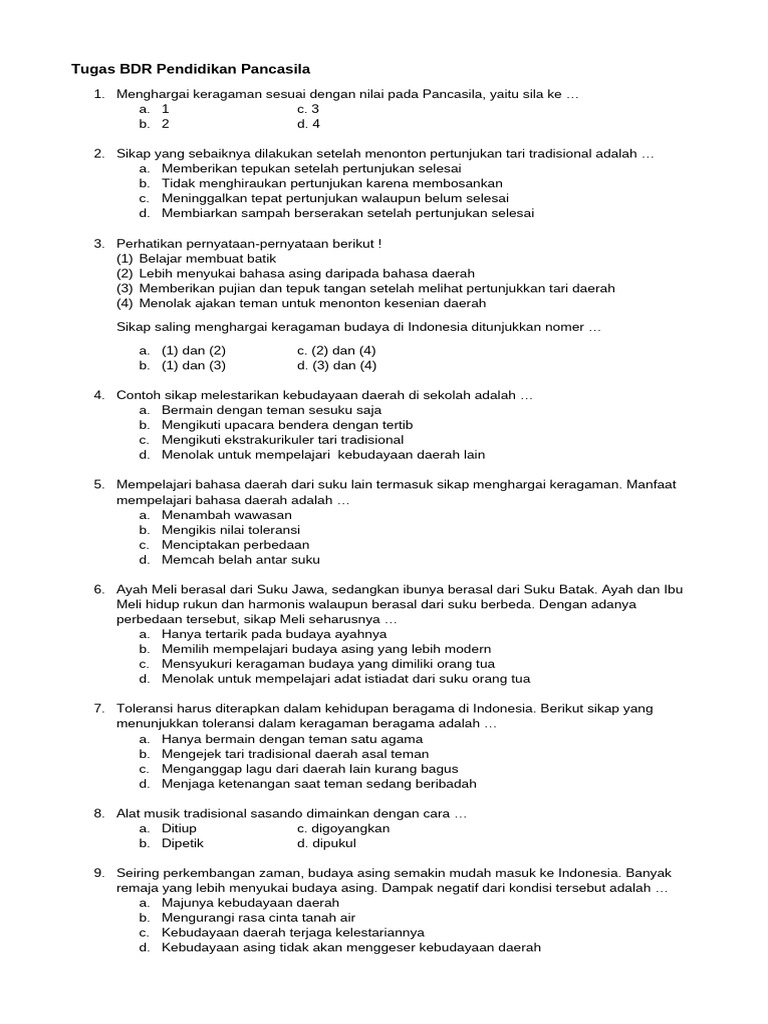 Tugas BDR Pendidikan Pancasila | PDF
