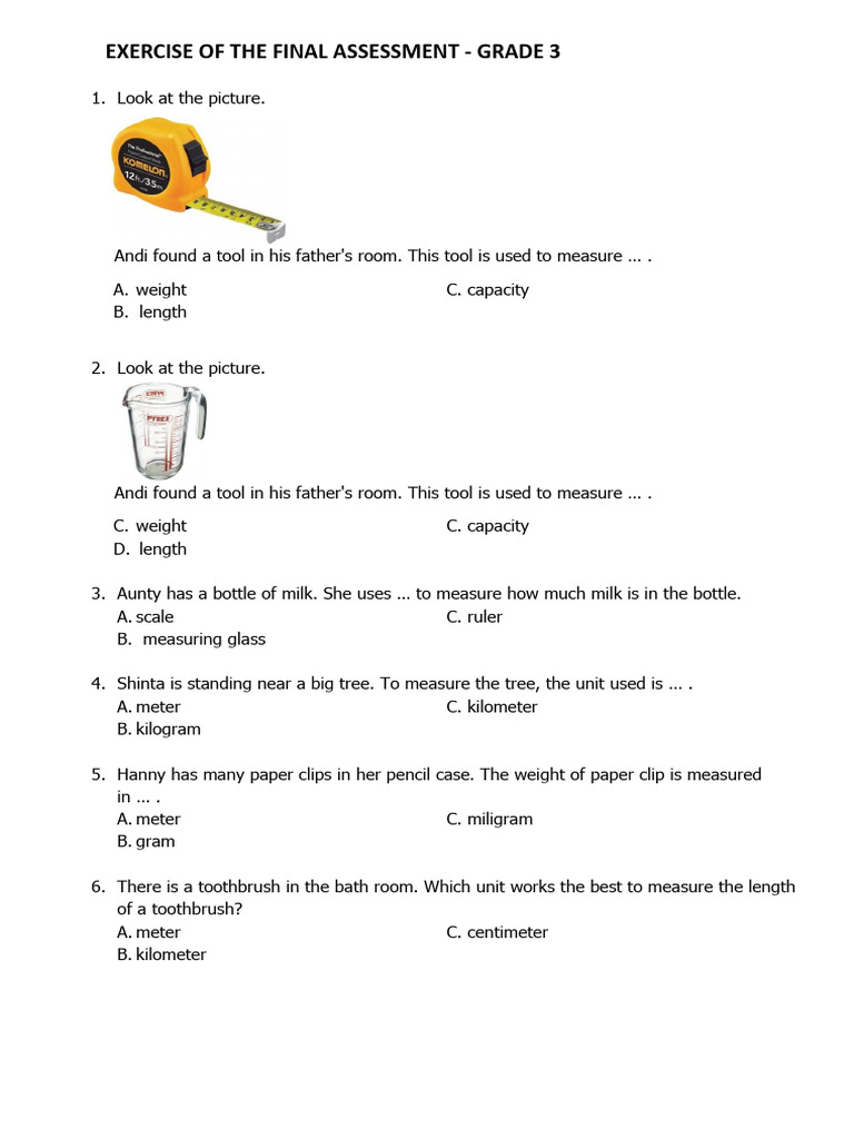 Grade 3 Final Assessment Exercise | PDF