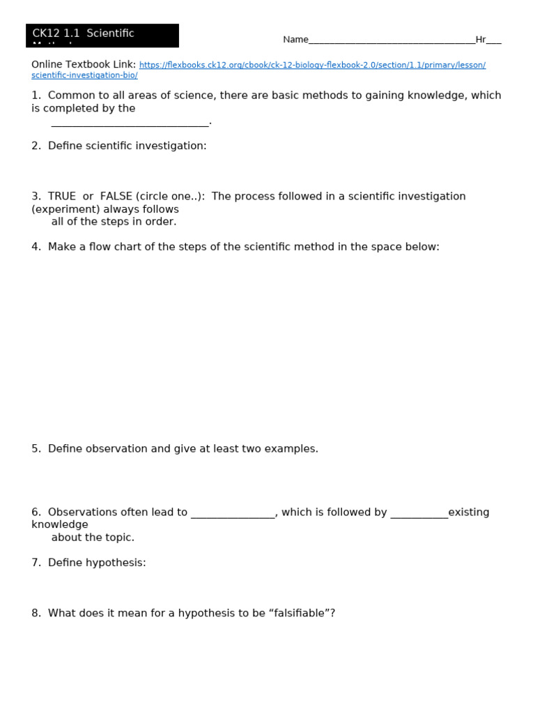 ck12 1.1 Scientific Method | PDF