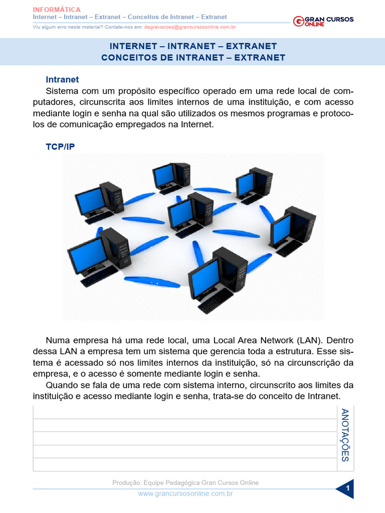 Conceitos de Intranet e Extranet | PDF | Rede de computadores | Rede ...