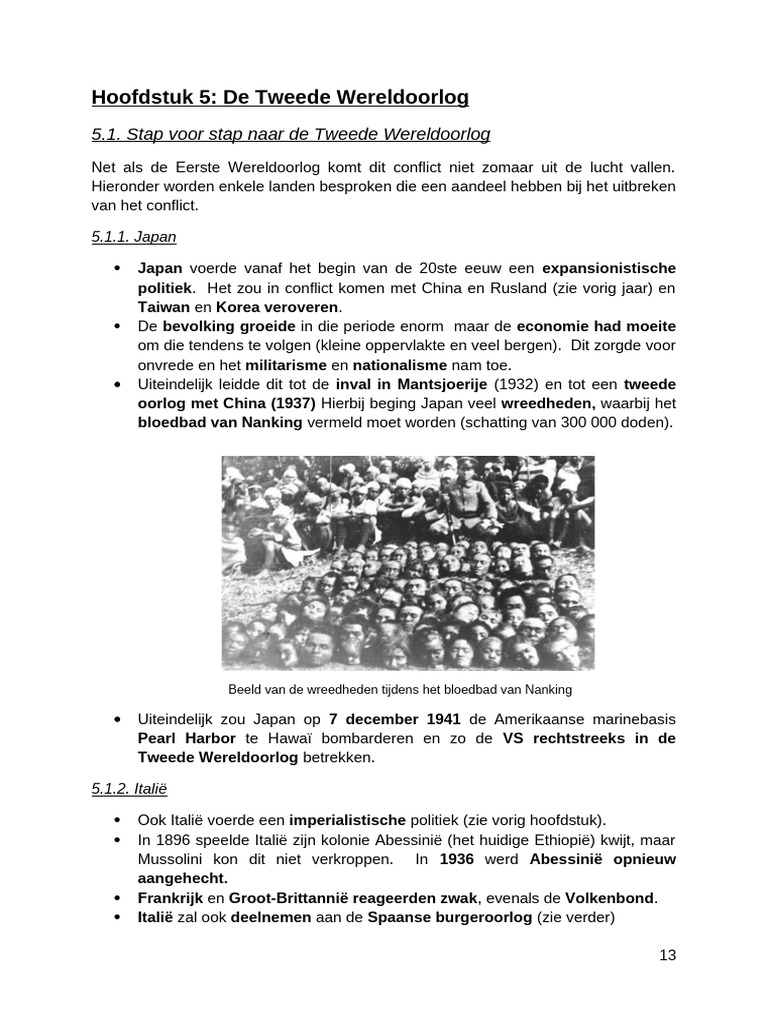 Hoofdstuk 5 Tweede Wereldoorlog | PDF