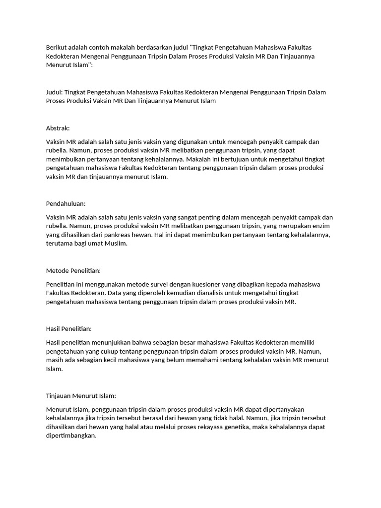 Berikut Adalah Contoh Makalah Berdasarkan Judul | PDF