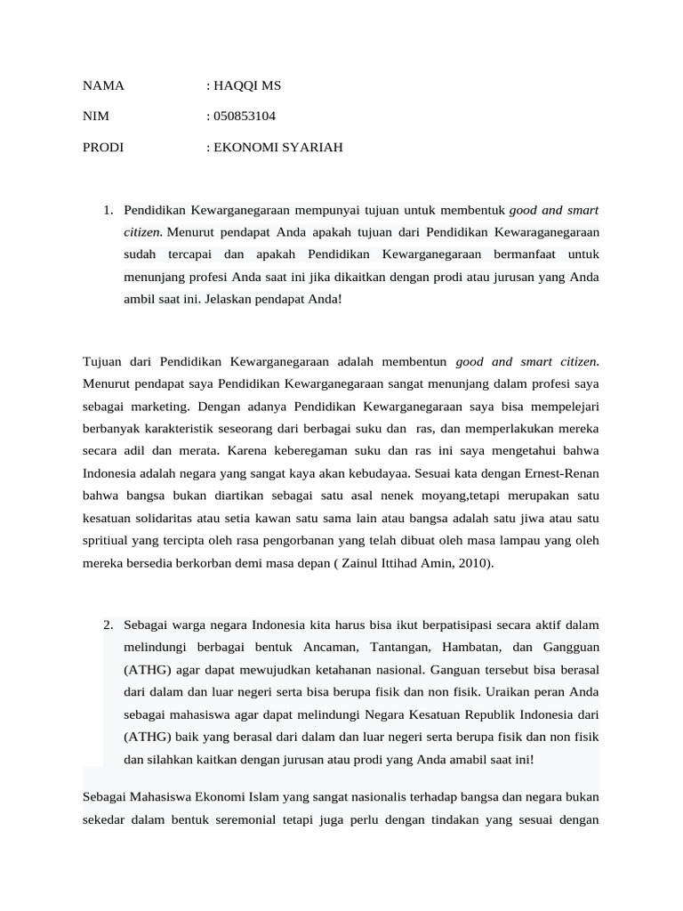 Tugas 1 Pendidikan Kewarganegaraan | PDF