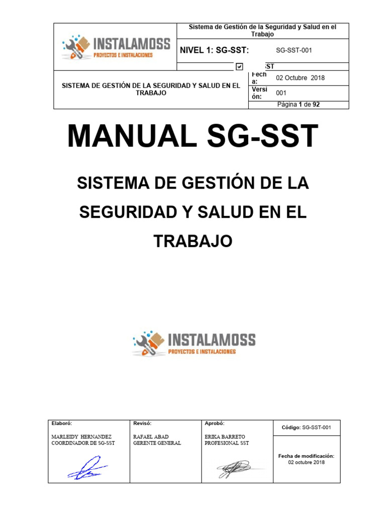 MANUAL SGSST INS | PDF | Seguridad y salud ocupacional | Valores
