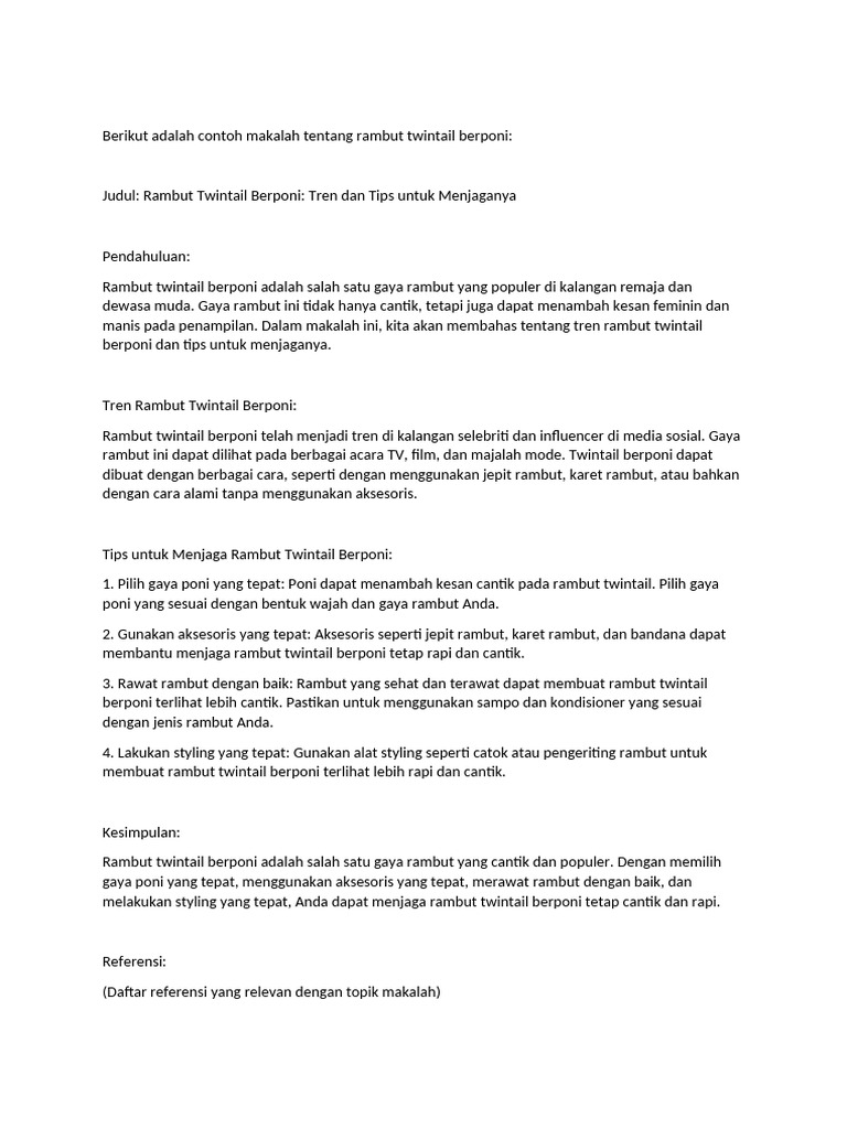 Berikut Adalah Contoh Isi Makalah Berdasarkan Judul | PDF
