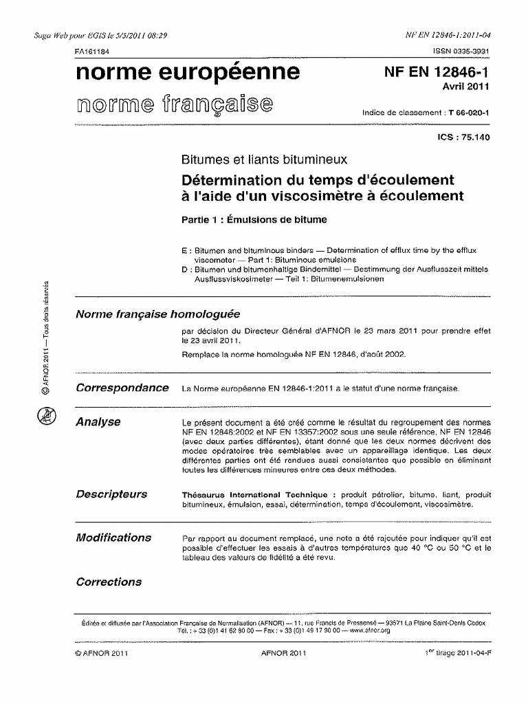 NF en 12846-1 Visco Emulsion | PDF