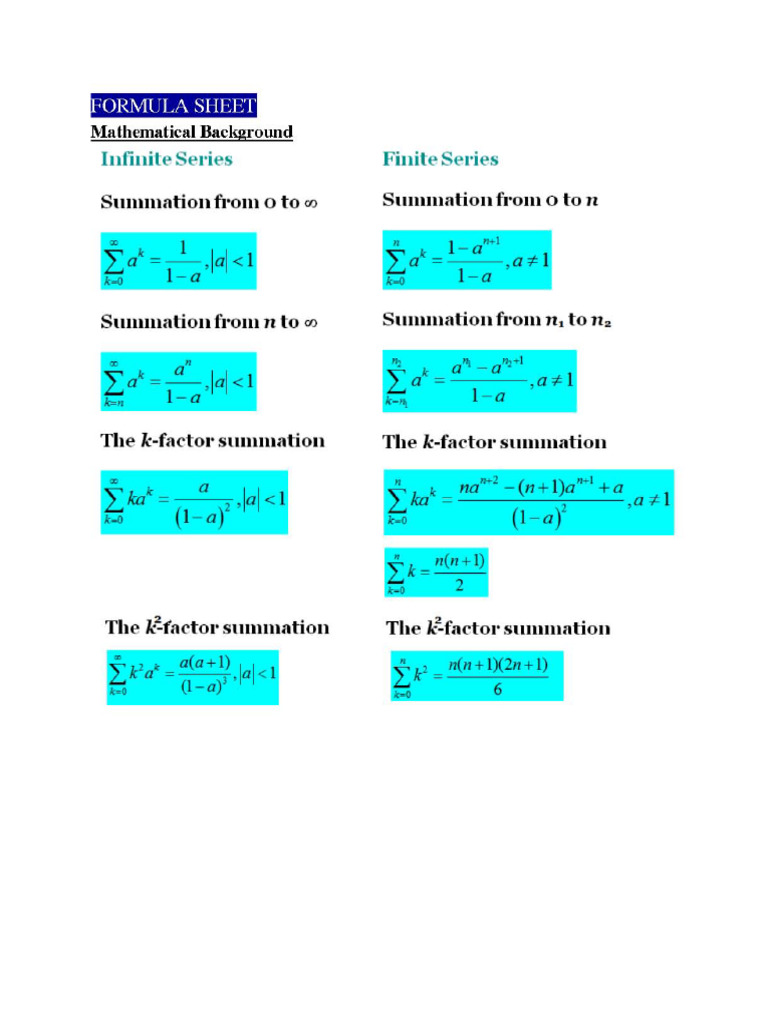 Formula Sheet Z-Transformation | PDF