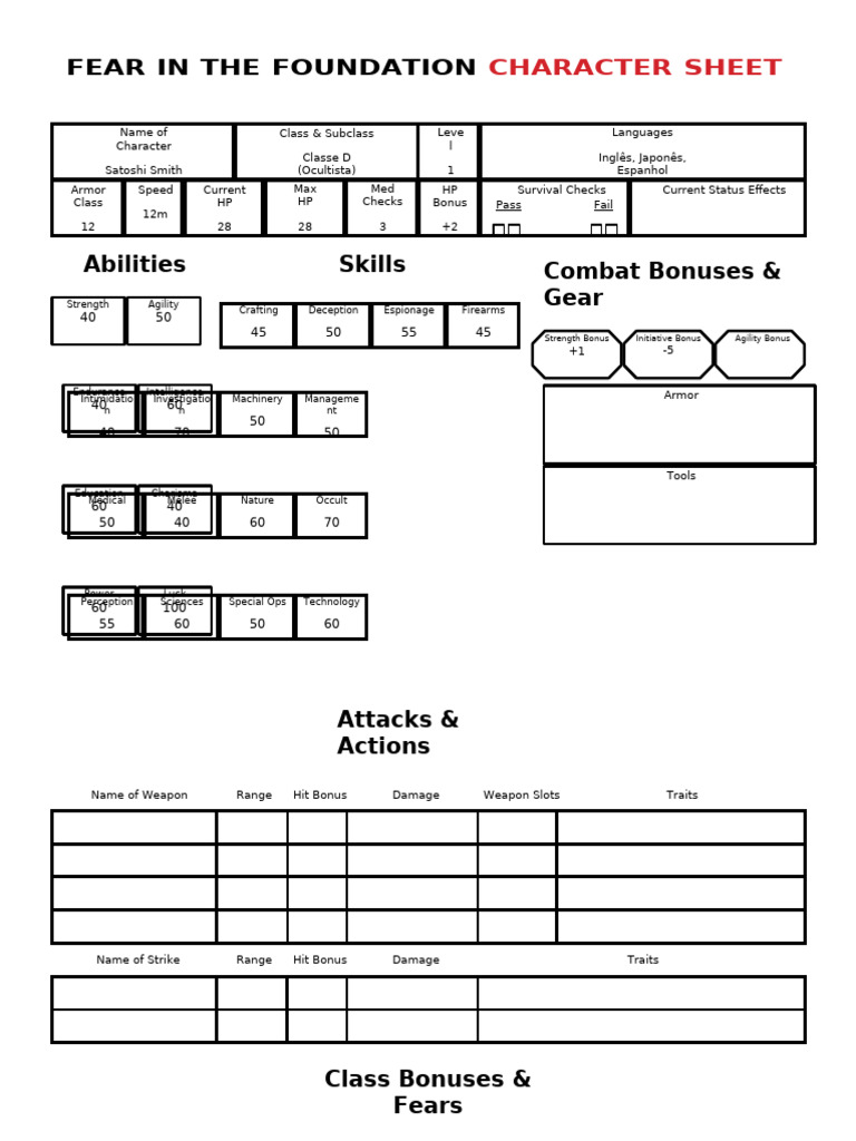 FITF 1.7 - Character Sheet | PDF