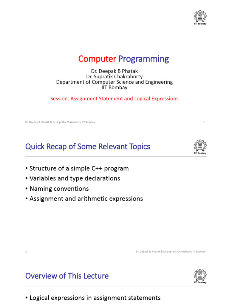 CS101x S409 Assignment Statement and Logical Expressions IIT Bombay | PDF | Boolean Data Type ...