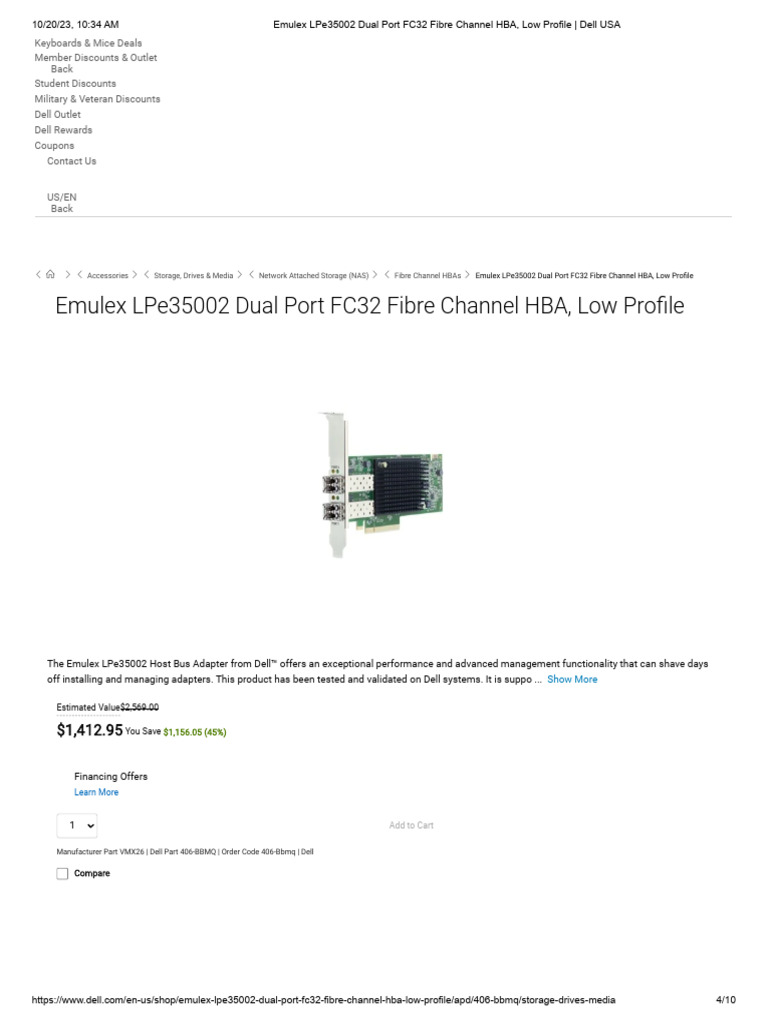 Emulex LPe35002 Dual Port FC32 Fibre Channel HBA | PDF | Computer ...