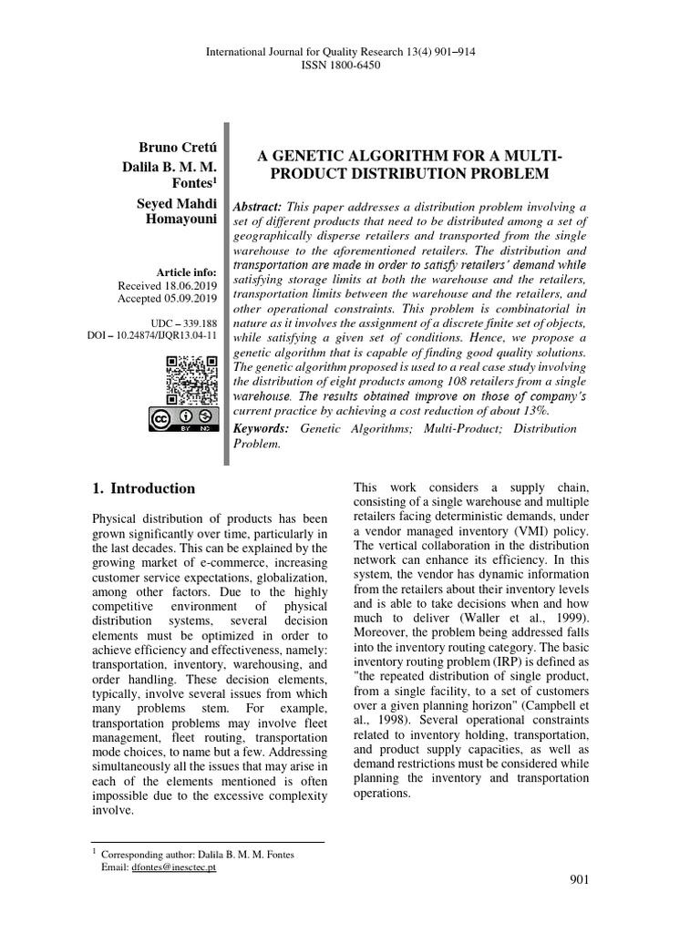 Genetic Algorithm for Multi-Product Distribution | PDF | Metaheuristic