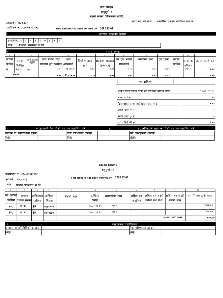 Reshraj Production 80-81 For Tax Clearance | PDF