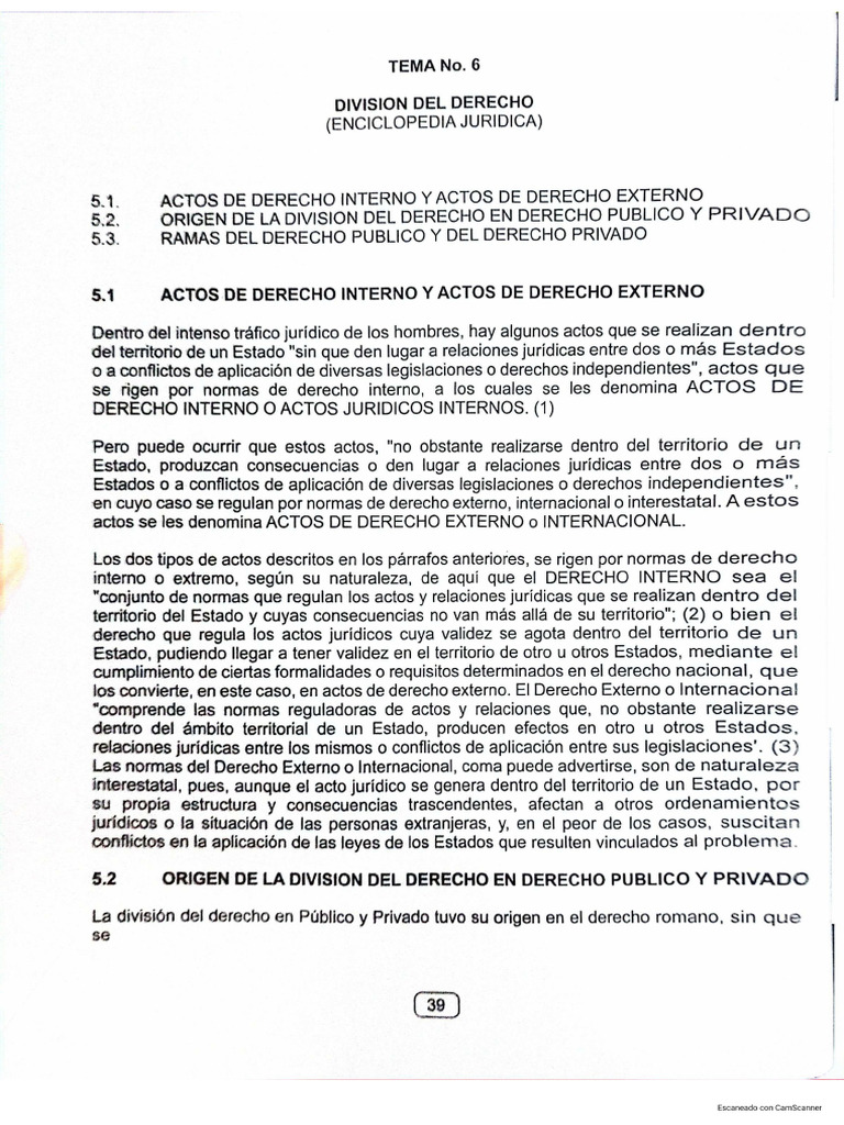 Tema 5 División Del Derecho | PDF