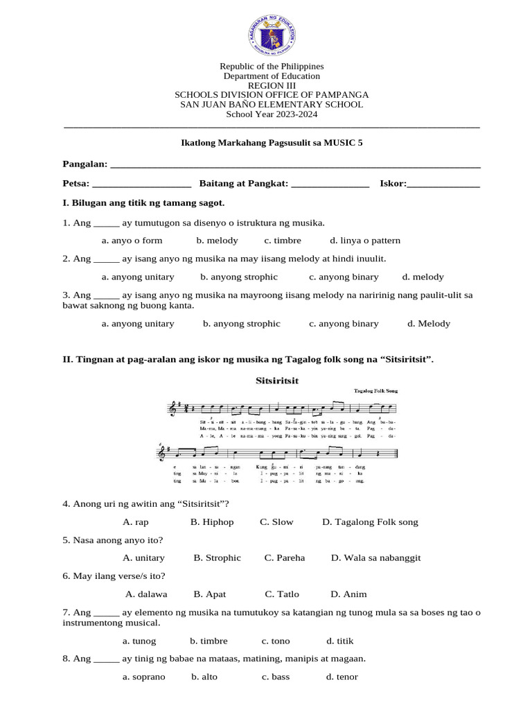 Pt Mapeh 5 q3 Edited | PDF