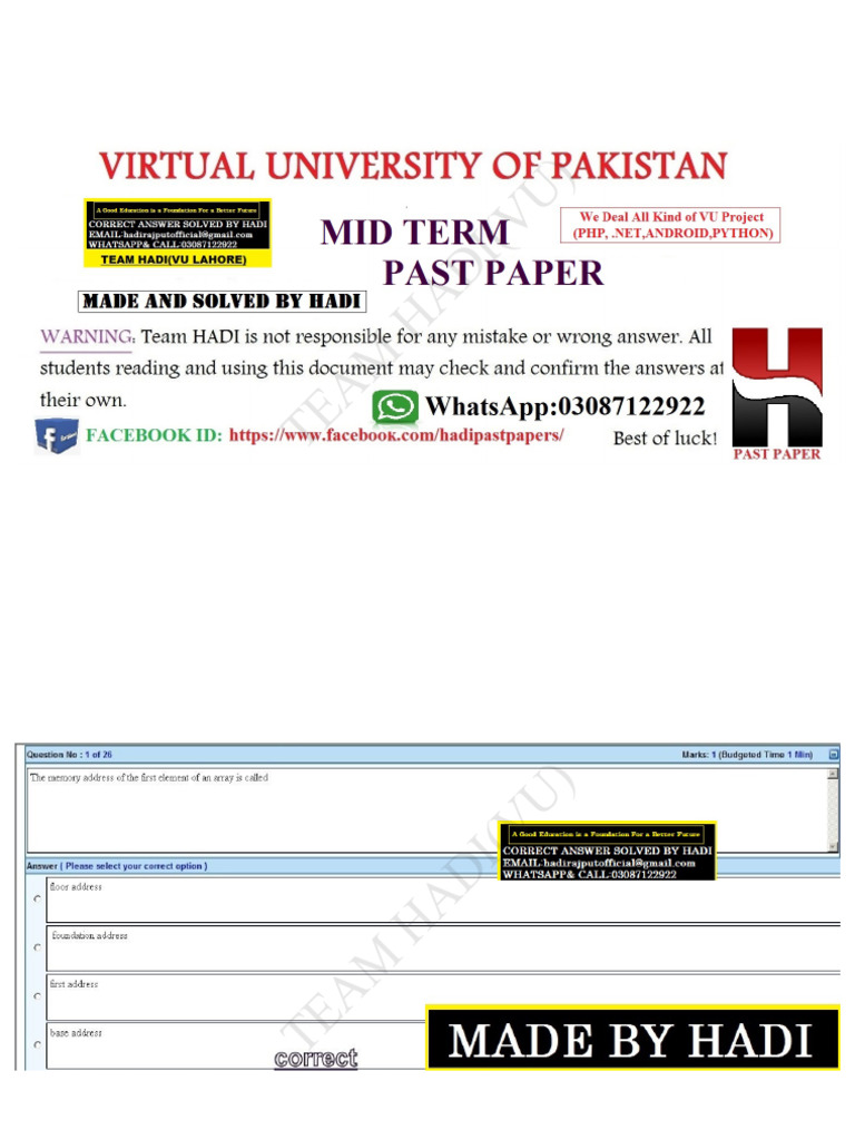 Cs201 Midterm File 5 Solved by Team Hadi | PDF