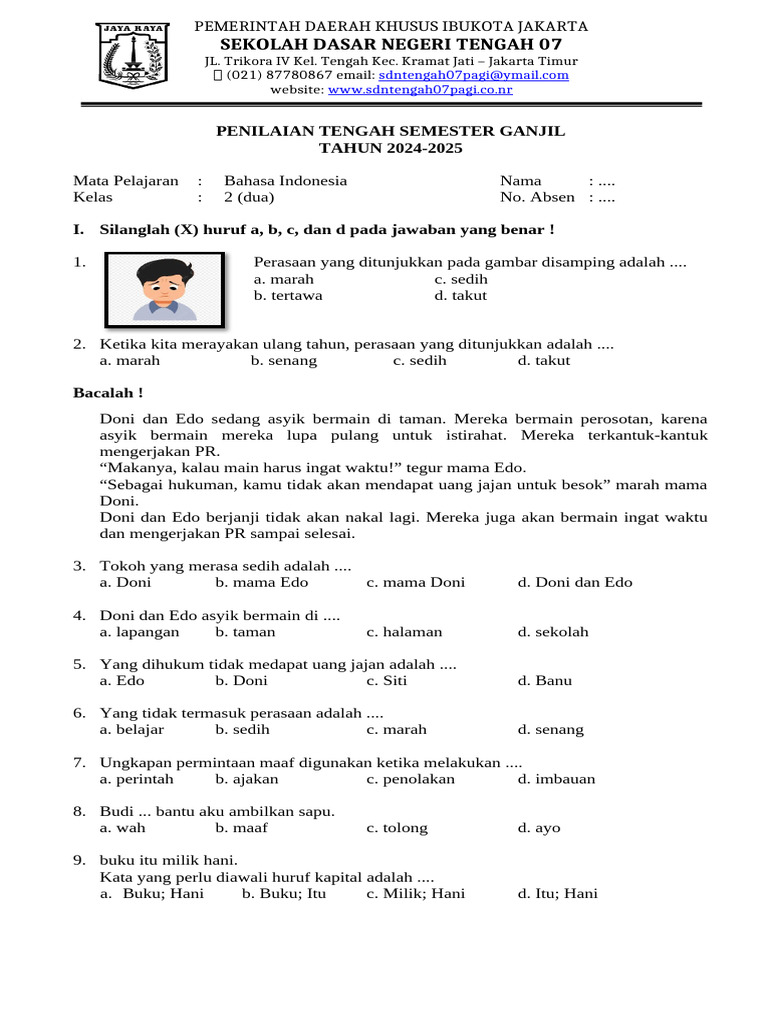 SOAL PTS Ganjil Kelas 2 TP. 2023-2024 - Salin | PDF