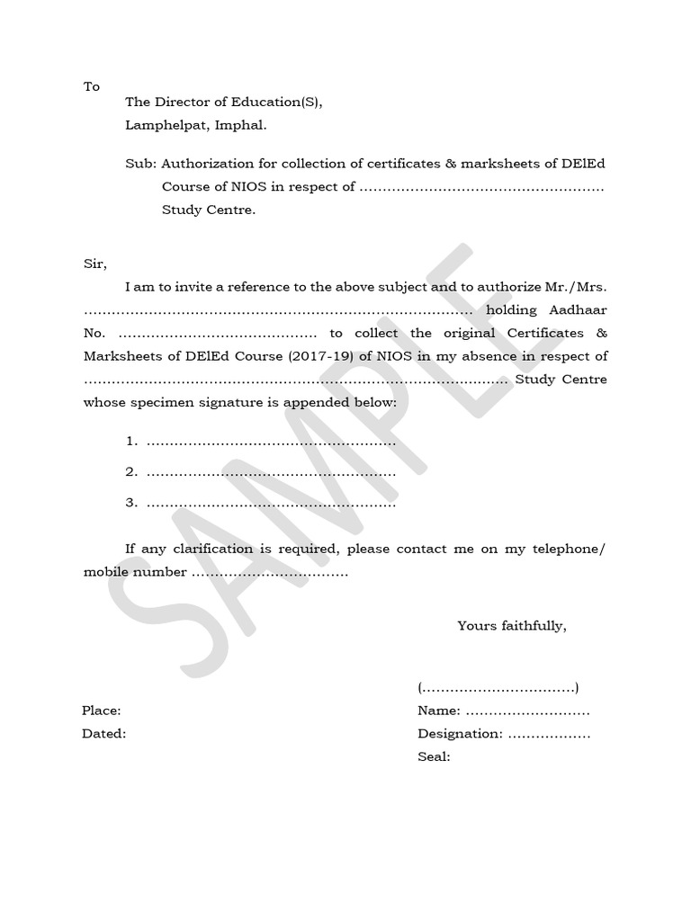 Authorisation Letter | PDF