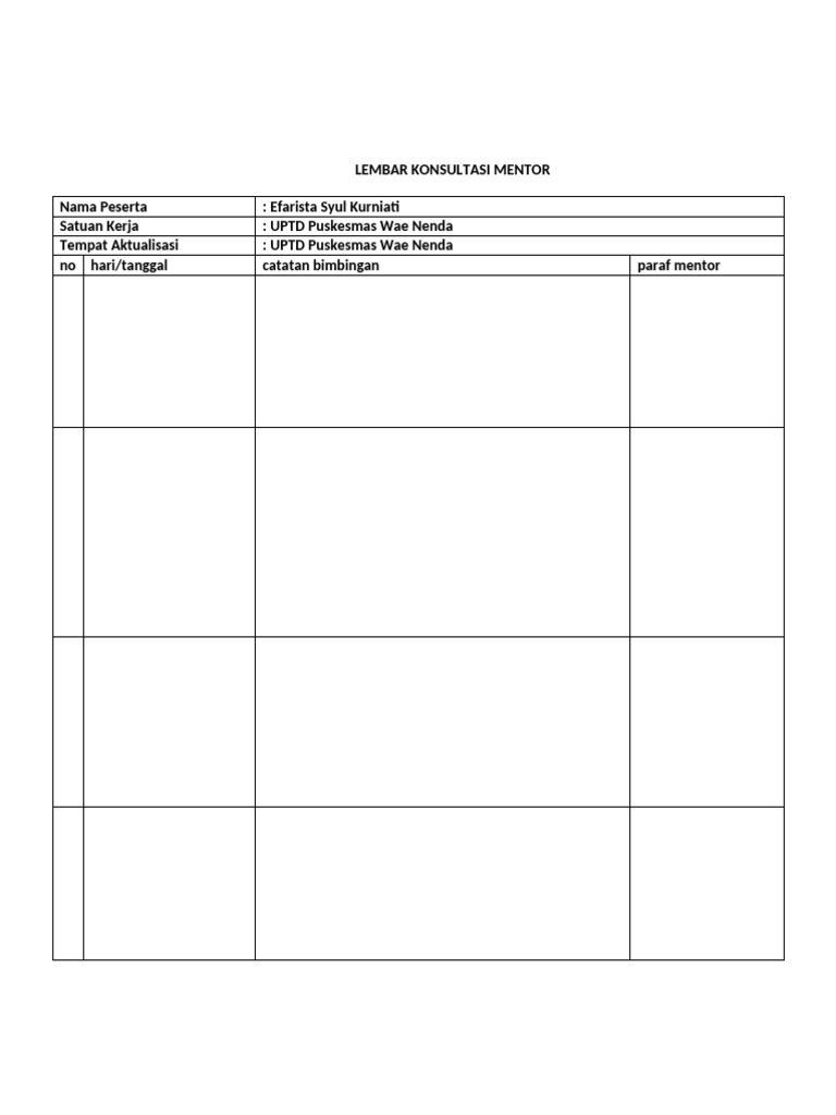 Lembar Konsultasi Mentor | PDF