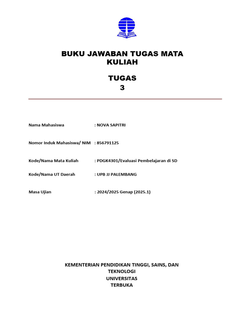 Tugas 3 Evaluasi Pembelajaran Di SD Nova - Compressed | PDF