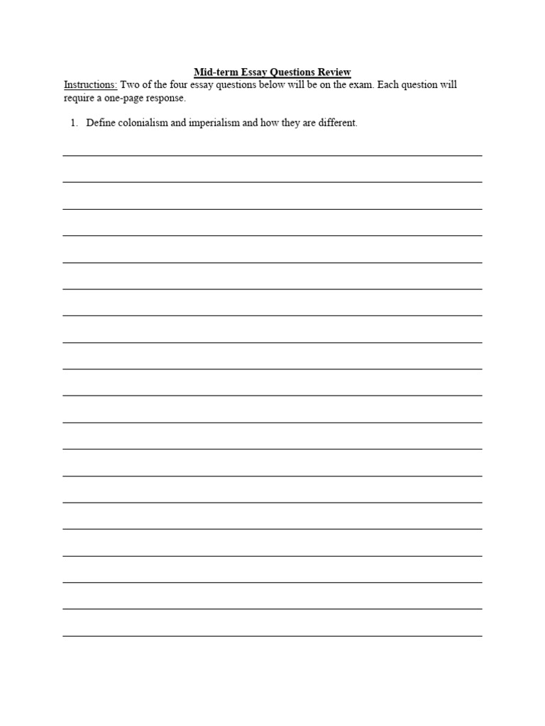 Mid-Term Essay Question Review | PDF