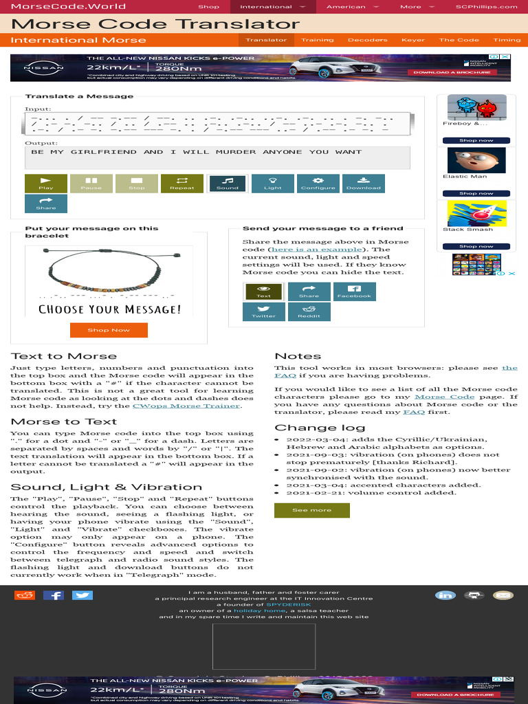 Morse Code Translator Morse Code World | PDF | Encodings | Computing