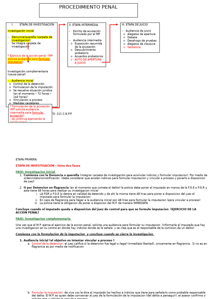 Esquema - Procedimiento Penal 2 | PDF | Queja | Separación de poderes