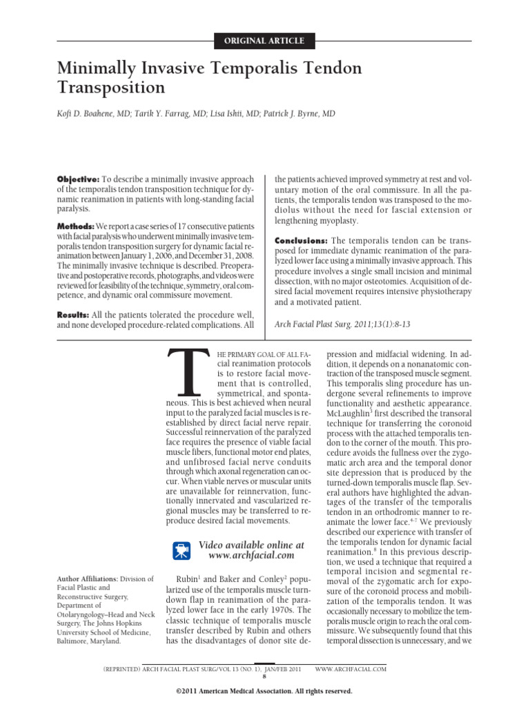 Boahene Et Al 2011 Minimally Invasive Temporalis Tendon Transposition ...