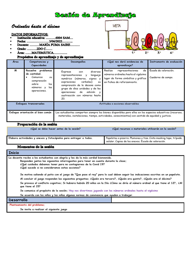 Números ordinales hasta el vigésimo | PDF