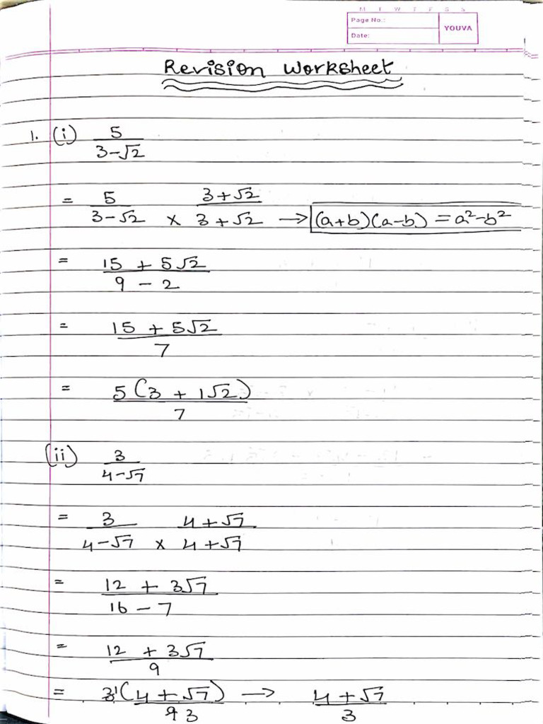 Maths Revision Worksheet | PDF