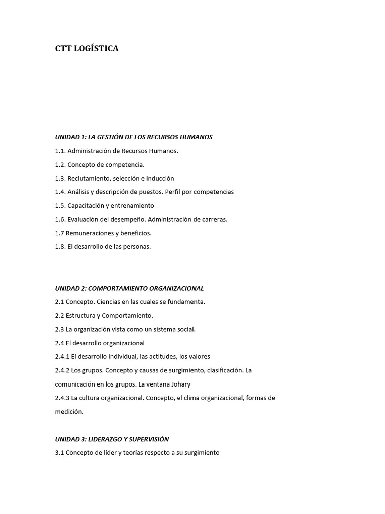 Programa y Bibliog. Adm - RRHH Logística | PDF