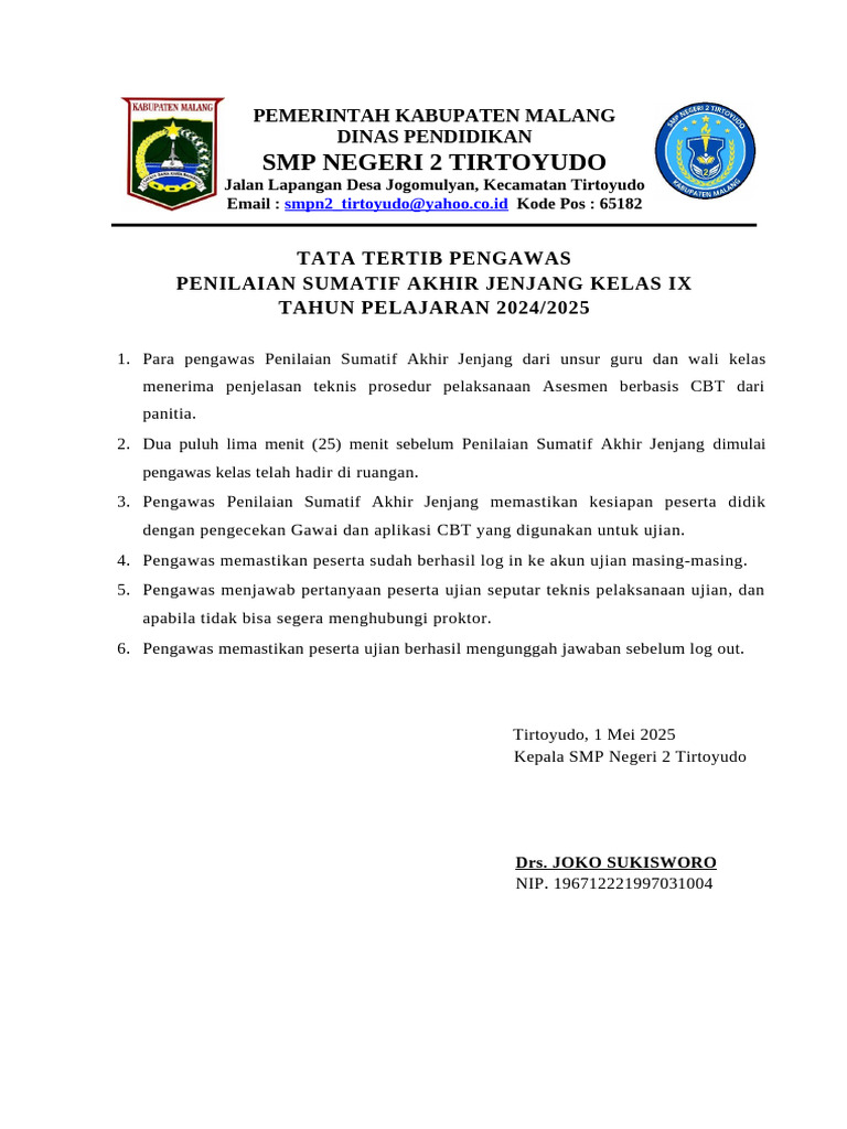 Tata Tertib Pengawas, Peserta, Panitia | PDF