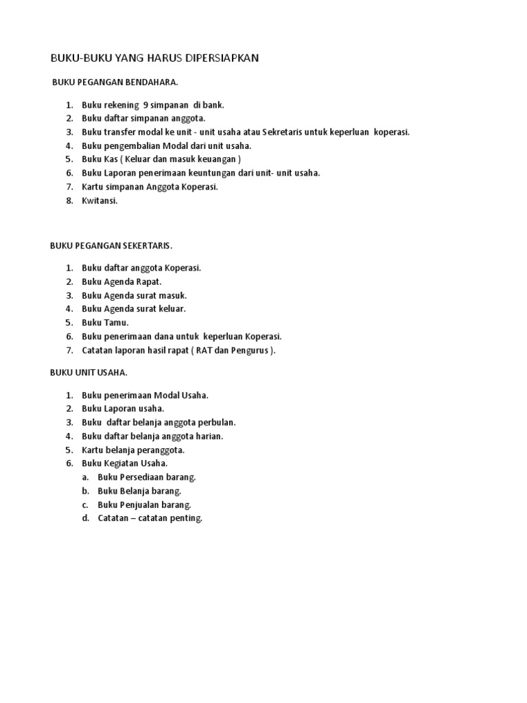Contoh Format Buku Daftar Pengurus Koperasi – Beinyu.com