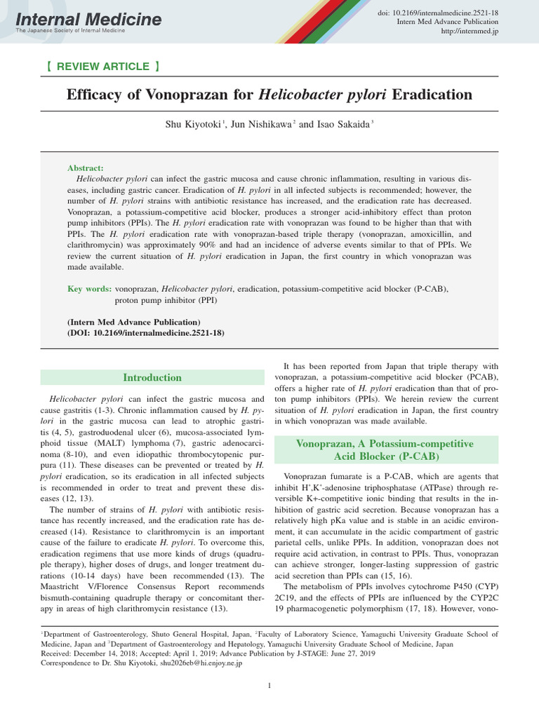 Estudo Vono + H Pylori 2020 | PDF | Medical Specialties | Gastroenterology