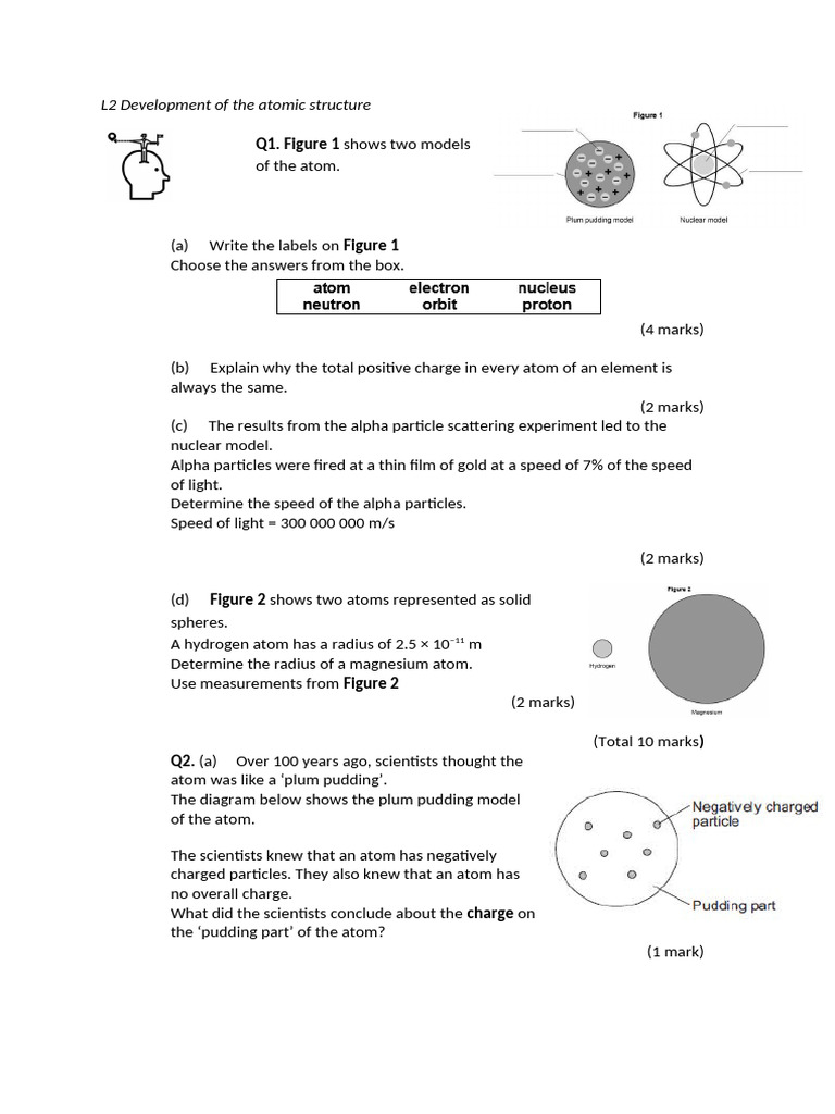 L2 HW Development of The Atomic Structure | PDF | Atomic Nucleus | Atoms