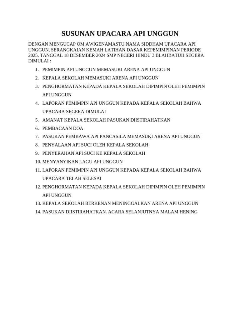 Susunan Upacara API Unggun | PDF